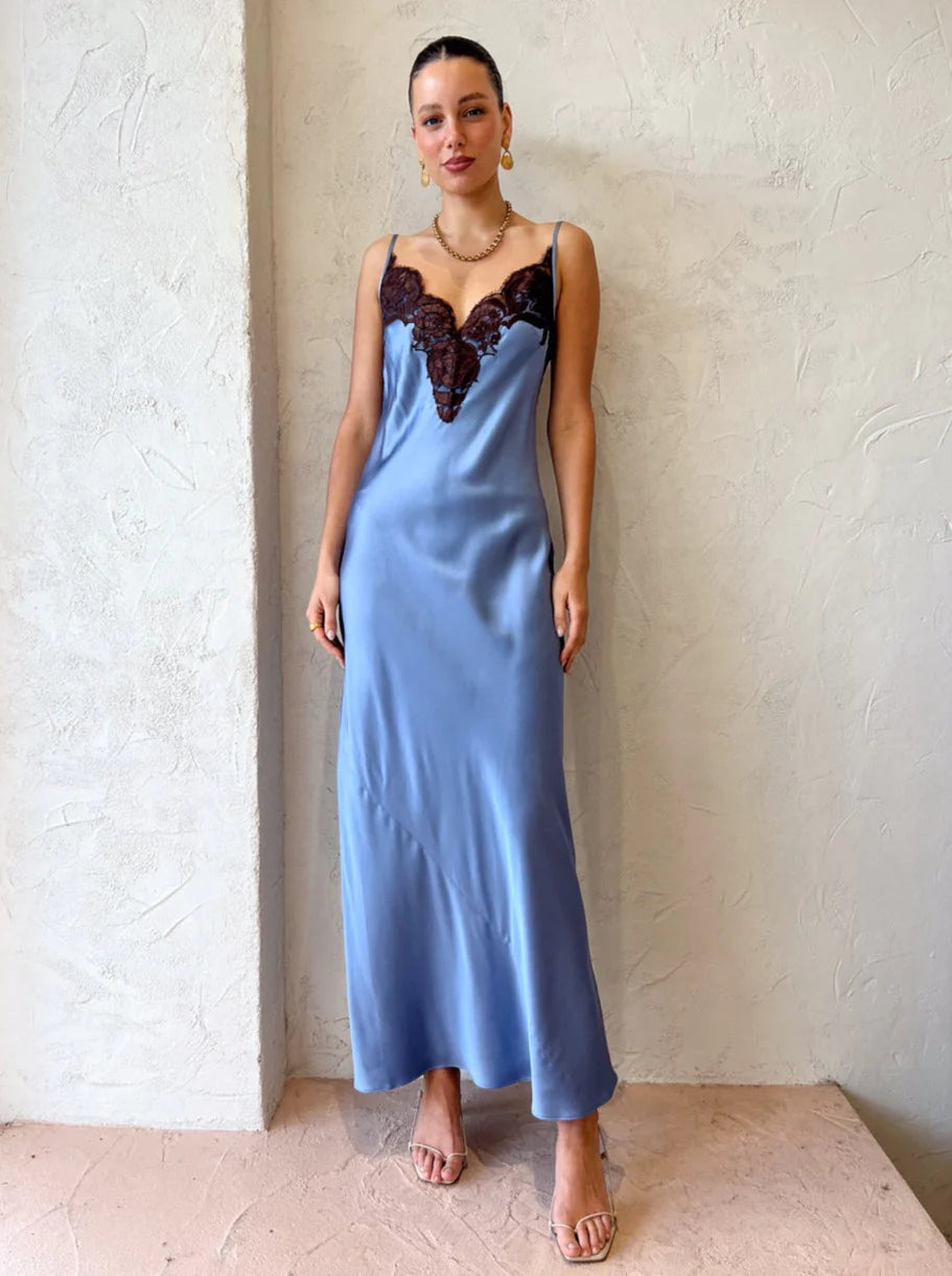 SIR the Label Danseurs Lace Slip Dress in Bleue | The Designer Hire